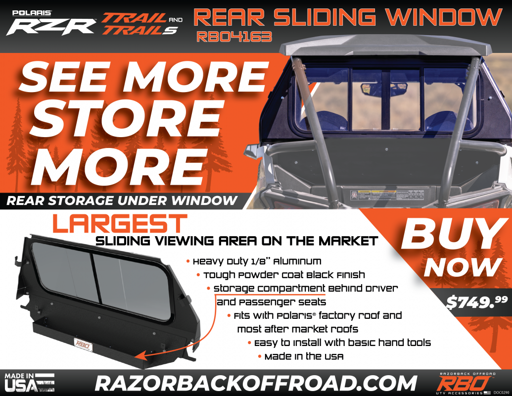 Rear Sliding Window for Polaris RZR Trail (2021-Current) - RBO™
