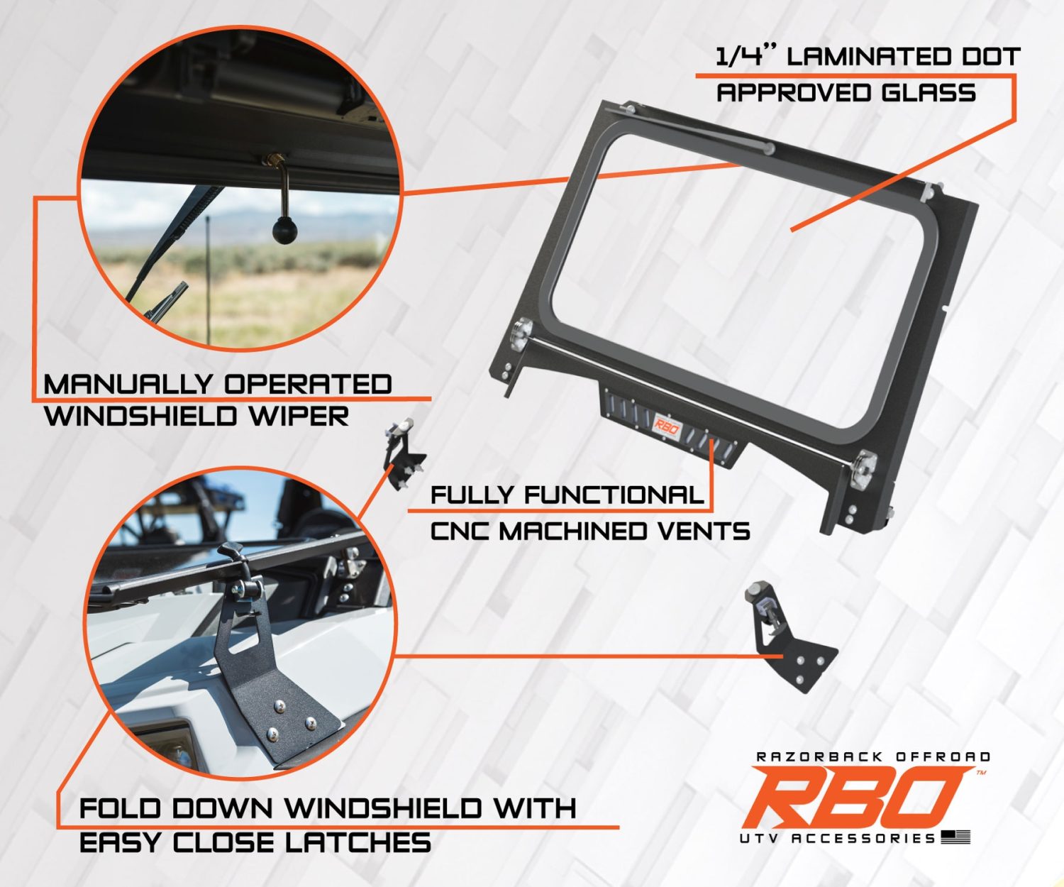 2021 - 2023 Ultimate™ RZR Trail Folding Glass Windshield - RazorBack ...